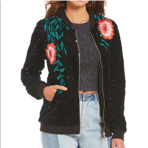 Gianni Bini | Jackets & Coats | Monroe Velvet Sequin Embroidered Floral ...